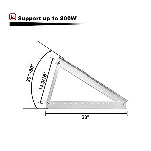 LBG Products 28" Adjustable Solar Panel Tilt Mount Mounting Brackets with Foldable Tilt Legs for Roof, RV,Boat,Off Grid System
