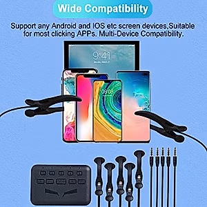 Auto Screen Clicker Device M6, Automatic Clip-on Phone Screen Tapper, Smart Adjustable Speed Simulated Finger Clicking for Games, Giving a like etc, has recording function (Support 5 Ports 10 Screens)