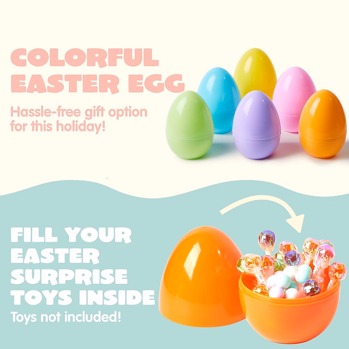 JOYIN 12 Pcs Large Pastel Easter Eggs, 6 Inches Jumbo Plastic Eggs Fillable for Easter Themed Hunt Colorful Basket Stuffers Fillers Filling Treats Party Favor Classroom Prize Supplies