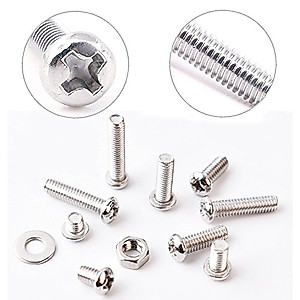VIGRUE 810Pcs M3 x 4/6/8/10/12/14/16/18/20 mm Screw Assortment Kit 304 Stainless Steel Phillips Pan Head Machine Screws Bolts Nuts Lock Flat Washers with Storage Box