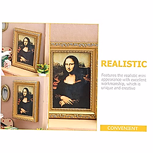 Toyvian Dollhouse Accessories Mini Photo Frame Toy Miniature Scene Furniture Miniatures Oil Painting Tiny Oil Painting Craft Simulated Mona Lisa Painting Exquisite Oil Painting Doll House