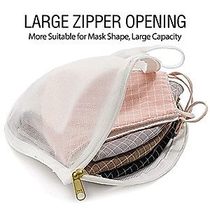 No/Brand 3 Packs Delicate Laundry Bags for Reusable Face Masks and Reusable Makeup Remover Pads,Fine Mesh Wash Bags,Use YKK Zipper, with Hanger Loop, Portable Mask Storage Bag (3 Small)