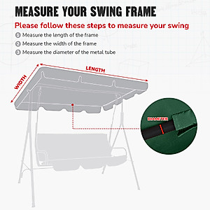 Yescom 64"x47" Deluxe Outdoor Swing Canopy Replacement UV30+ 180gsm Porch Top Cover for Patio Yard Seat Green