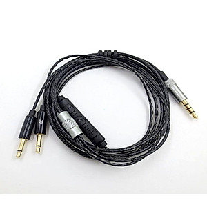 Arzweyk 3.5mm to 2.5mm Male to Male Audio AUX Replacement Cable Compatible with Sennheiser HD447 HD437 HD202 HD212 Headphone, Remote Volume Control Mic for ISO Android, 1.2m/ 4FT