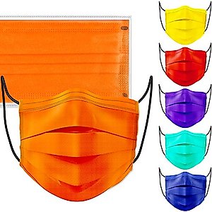 60PCS Disposable Face Mask Unisex Fashion Covering 4-Layer 6 Solid Colors Individually Sealed Nonwoven Skin-Friendly Breathable Comfortable for Men Women