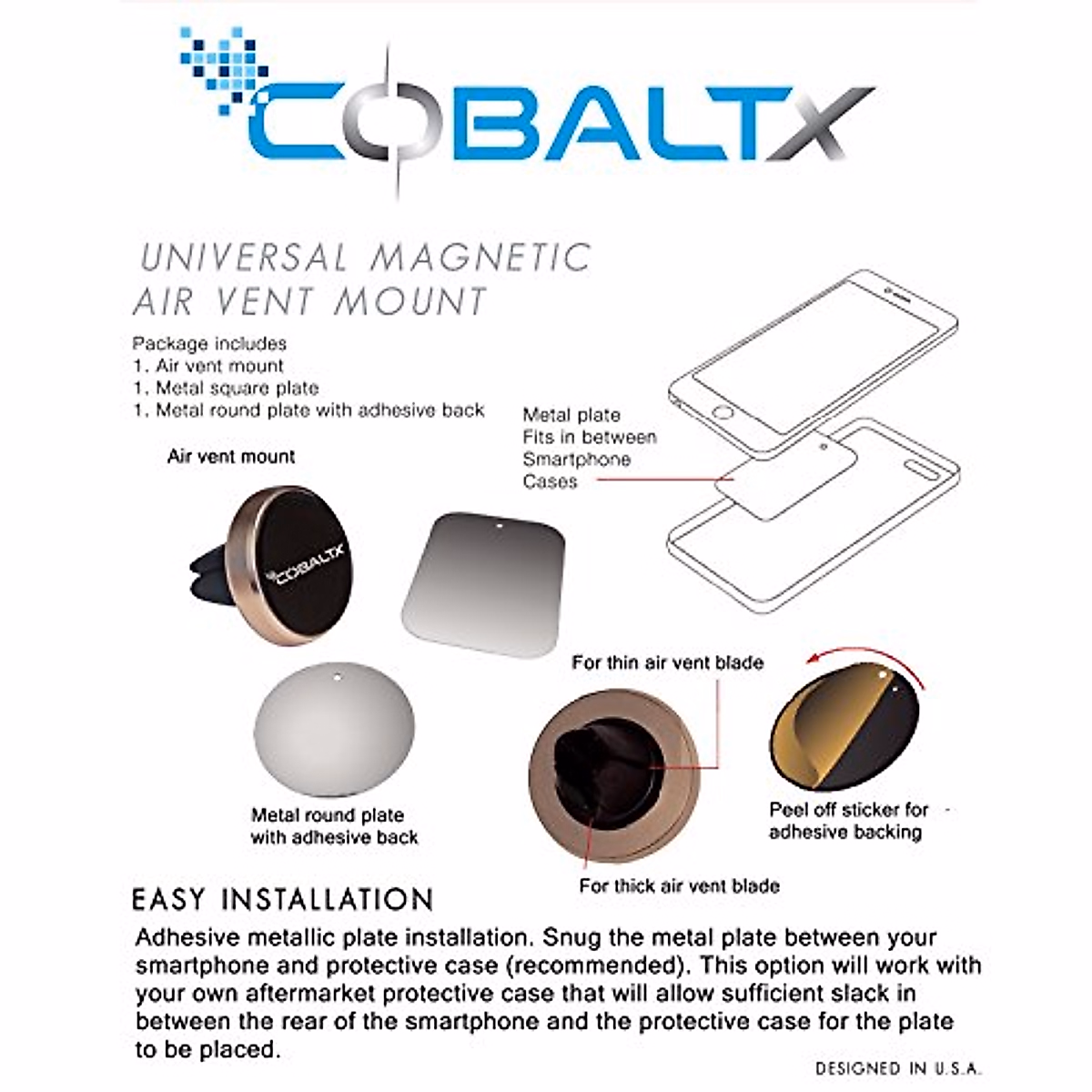 COBALTX Universal Magnetic Air Vent Mount Ultra-Compact Compatible with iPhone X/10/8/7/6 S8/S7/S6 iOS/Android Smartphone Universal Car Mobile Phone Mount Snap Technology Smartphones Mini (Rose Gold)