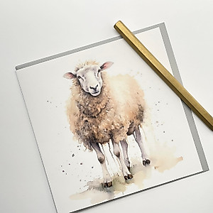 Old English Co. Watercolour Sheep Greeting Card for Birthday - Cute Birthday Card for Mum, Nan, Sister, Her - Wildlife Art Card for Thinking of You, Thank You, Just Because | Blank Inside Envelope