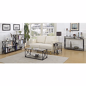Convenience Concepts Tucson End Table with Shelves, 3-Tier, Faux Birch/Black