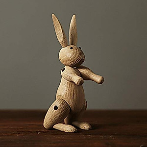 LNIMI Art Wooden Rabbit Figurine Wooden Ornaments Rabbit Model Flexible Sculpture Perfect for Home Decoration Gift or Collection