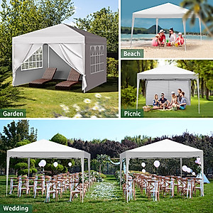 Outvita 10x10ft Ez Pop Up Canopy, Portable Instant Canopy Tent with 4 SideWalls for Outdoor Events, Party, Wedding, Birthday,Graduation