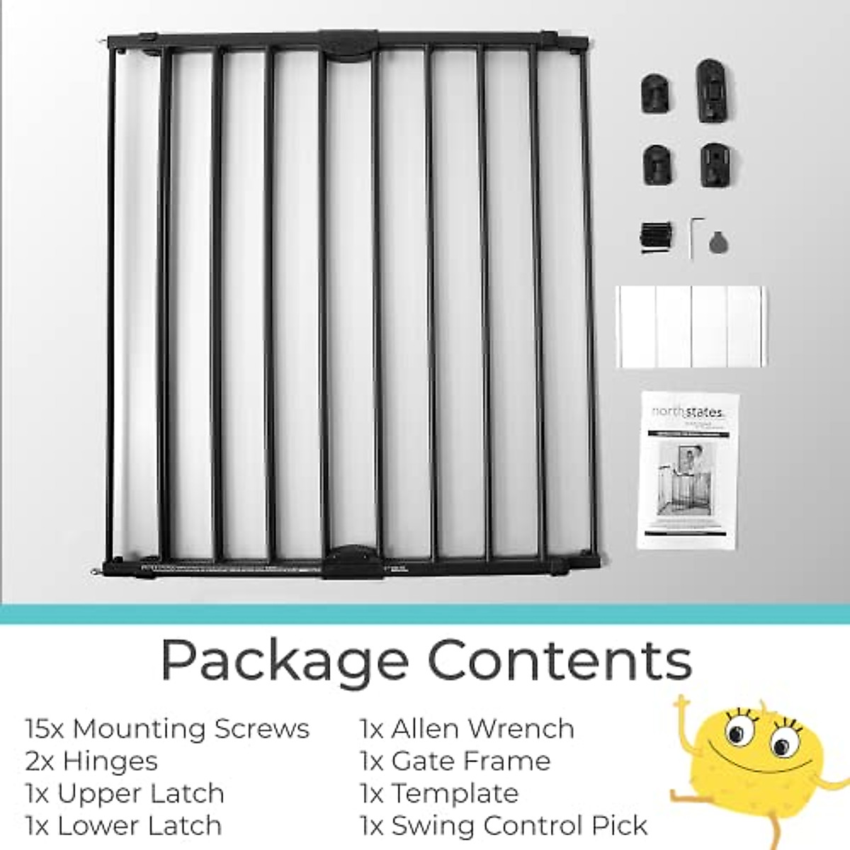 Toddleroo by North States Baby Gate for Stairs: Easy Swing & Lock Series 2 Child Gate, Fits Openings 28.68"-47.85" Wide. Safety Latch, Hardware Mount. Child Gates for Doorways (31" Tall, Matte Bronze)