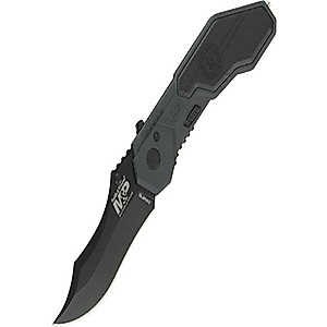 Smith & Wesson M&P SWMP1B 7.1in High Carbon S.S. Assisted Folding Knife with 2.9in Clip Point Blade and Aluminum Handle for Tactical, Survival and EDC,Black