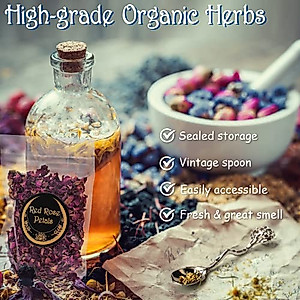 [Upgraded] Witchcraft Supplies Witch Stuff Spell Kit, 61 PCS Wiccan Supplies and Tools, Include Dried Herb Crystal Candle Amethyst Black Salt, Witch Gift Wiccan Starter Kit Altar Supplies Pagan Decor