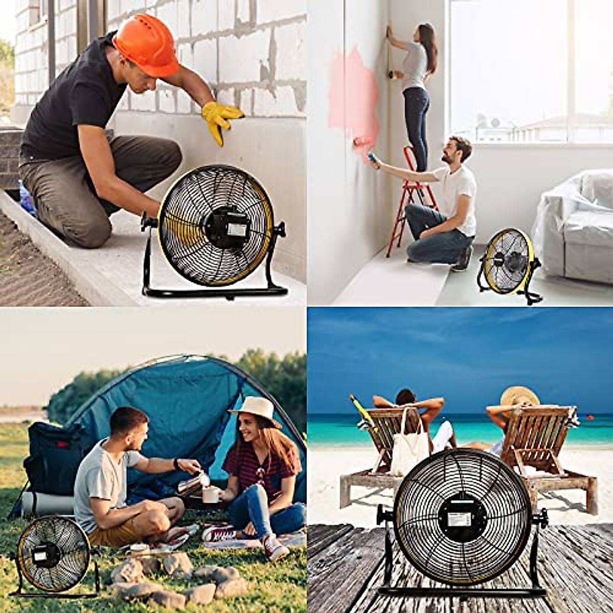 Smartele 16“ Rechargeable Floor Fan,Up to 30 Hours Outdoor Fan,15000mAh Battery Powered Fan for Garage Industrial Camping Car Travel Hurricane 16Inch