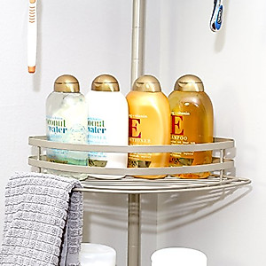 BINO Tension Pole Corner Shower Caddy - Brushed Nickel - Shower Organizer Shower Shelf Shower Rack Shower Storage Bathroom Caddy Shower Corner Shelf Shower Shelves Shower Caddy Corner Shower Shelf