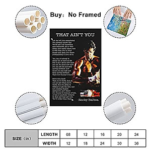 Rocky Motivational Poster Inspirational Quotes Poster Canvas Wall Art 90S Room Aesthetic Posters 12x18inch(30x45cm)