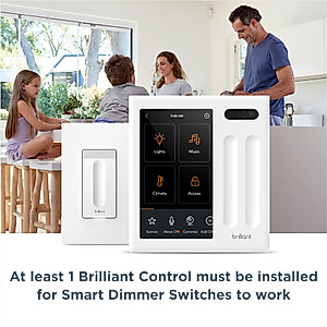 Brilliant Smart Dimmer Switch (White) — Compatible with Alexa, Google Assistant, Apple HomeKit, Hue, LIFX, SmartThings, TP-Link, Wemo and More