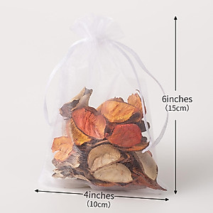 YHJZ 100PCS Organza Bags, 4x6 inches (10x15cm) Small Mesh Bags drawstring, Jewelry Gift Bags, Packaging Bags for Christmas, Party, Festival, Bathroom Soaps, Makeup Organza Favor Bags (White)