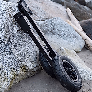 Seamax Deluxe Boat Launching Wheel System, Black Military Edition, 4 Positions and 4 Stages Removable and Adjustable Legs, 14" Pneumatic Wheels. Max Support Water Craft Weight 600Lbs