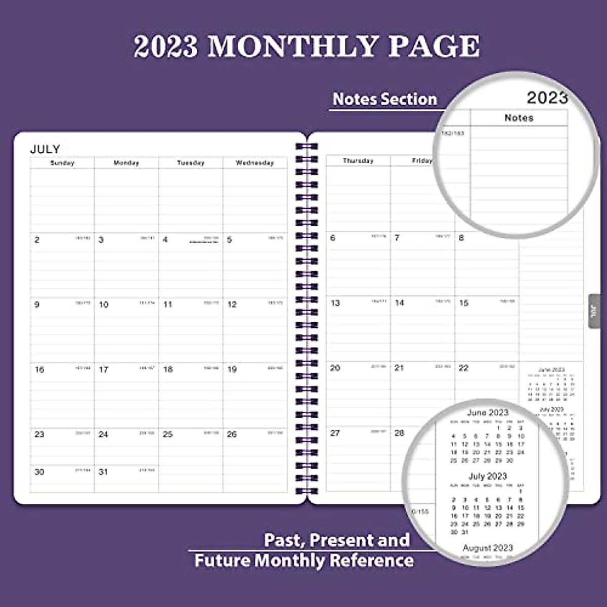 2023 Weekly Appointment Book & Planner - 2023 Daily Hourly Planner with Twin-Wire Binding, 8" x 10", Appointment Book from January 2023- December 2023, Hourly Interval, Lay - Flat, Round Corner, Thick Paper - Purple