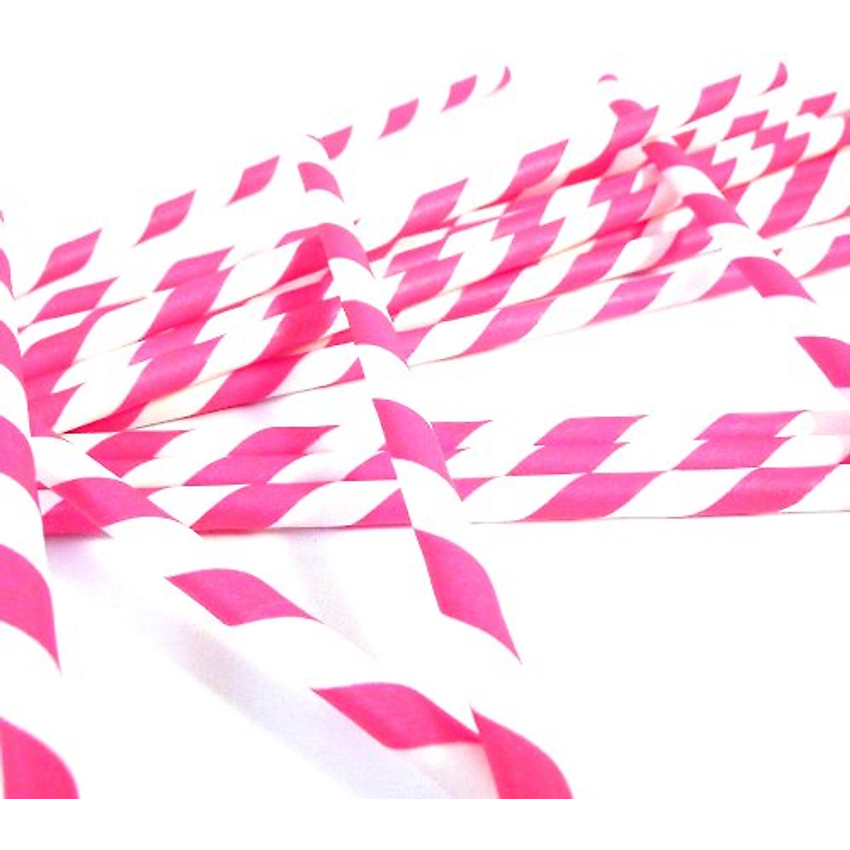 Bella Cupcake Couture Paper Party Striped Straws, Pink/White