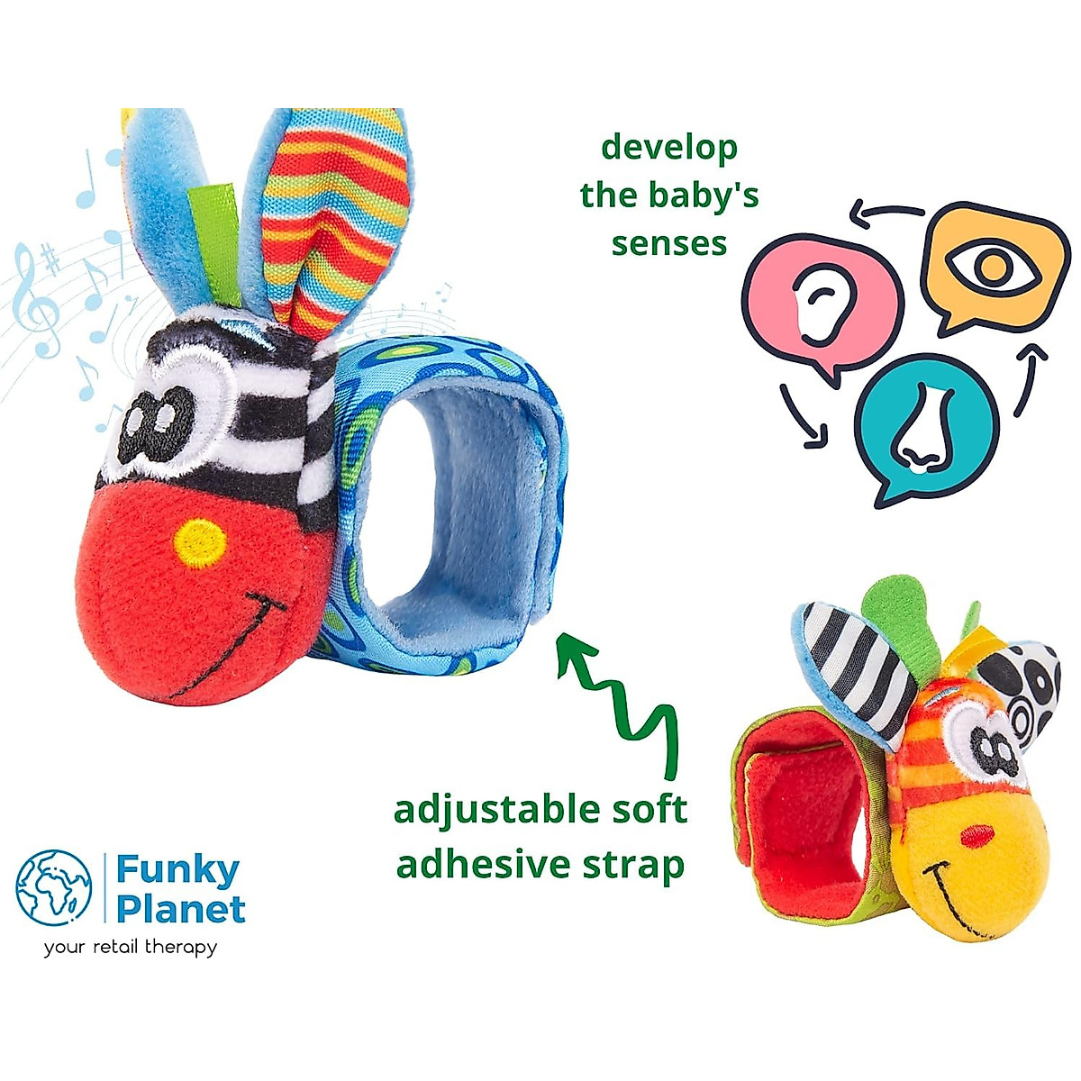 4pcs Sozzy Baby Infant Soft Toy Wrist Rattles Foots Finders Developmental
