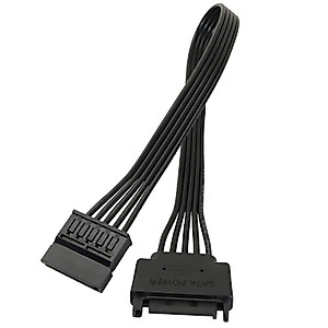 Longdex SATA Power Extension Cable 11.8Inch Black 15Pin SATA Male to Female Extender Cable Adapter for HDD Hard Drive