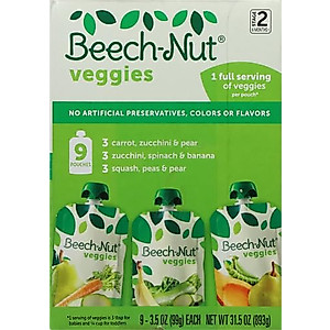 Beech-Nut Veggies Stage 2 Baby Food Variety Pack, 3.5 oz Pouch (9 Pack)