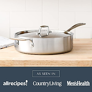 American Kitchen - 12 inch Stainless Steel Skillet Saute Pan, with Cover, Made In America