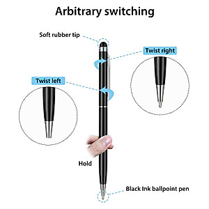 32 Pieces Stylus Pen for Touch Screens, 2 in 1 Universal Ballpoint Fine Tip Stylus Metal Pens, Black Ink, for Most Capacitive Touch-Screen Phone Tablet (Black, Silver)