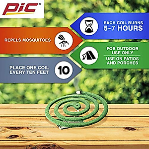 PIC Mosquito Repelling Coils, 4 Count Box, 6 Pack - Mosquito Repellent for Outdoor Spaces (24 Coils Total)
