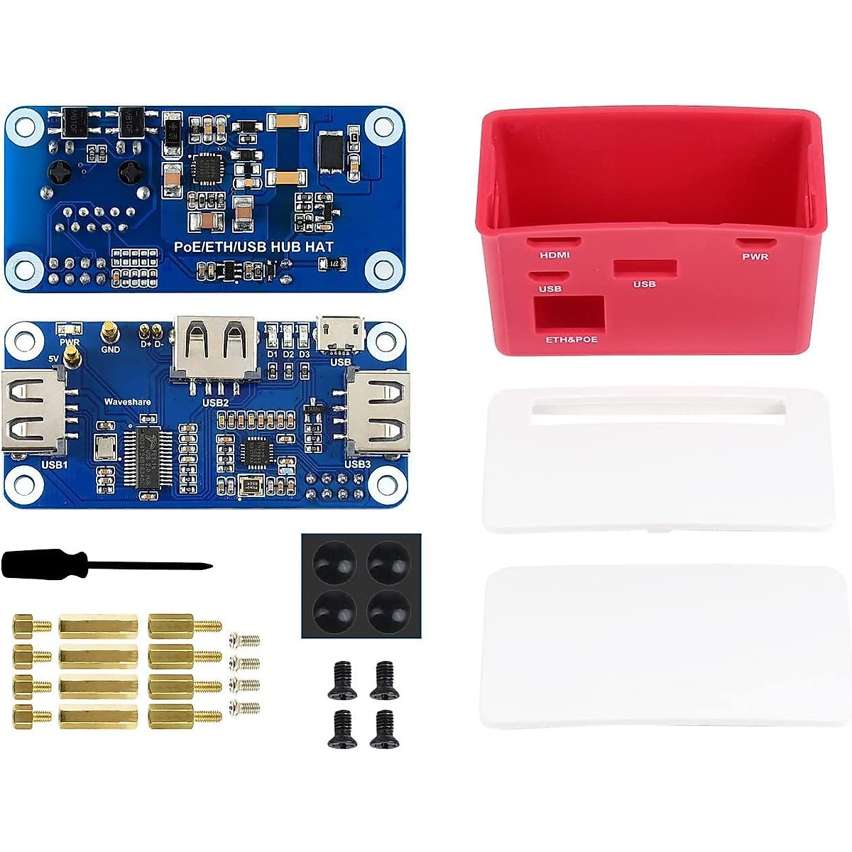 NGW-1pc PoE Ethernet/USB HUB Box for Raspberry Pi Zero Series 3X USB 2.0 Ports 802.3af-Compliant