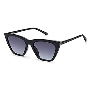 Fossil Women's Female Sunglass Style FOS 3121/S Cat Eye, Black/Gray Shaded, 54mm, 18mm