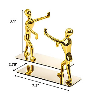 Fasmov Heavy Duty Stainless Steel Man Bookends Nonskid Bookends Art Bookend,1 Pair(Glod)