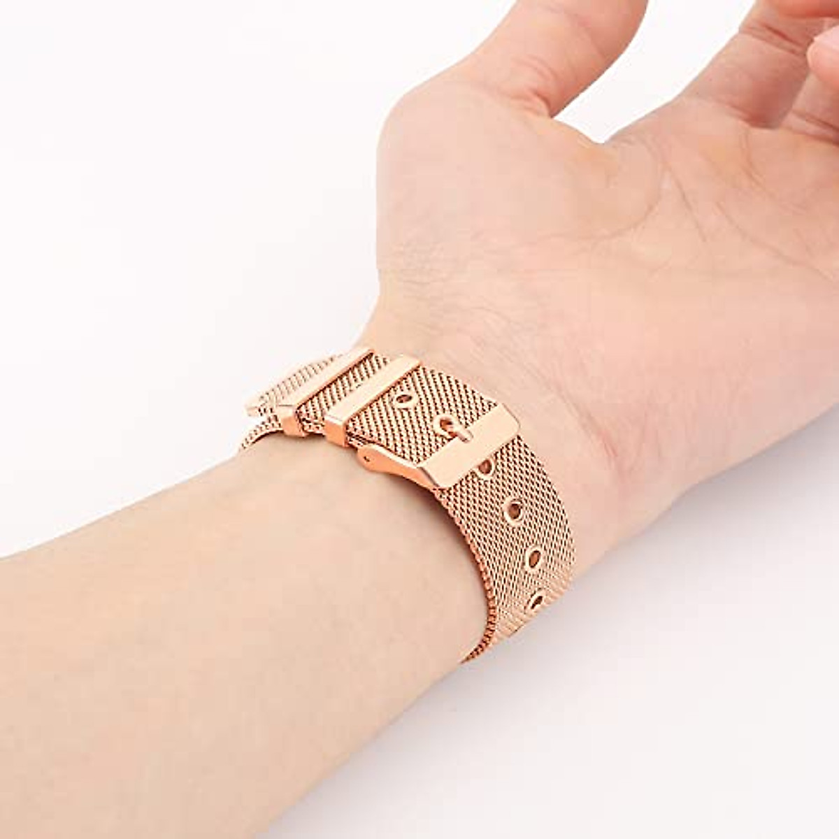 iCover Watch Band 18mm 20mm 22mm quick release Replacement bands Compatible for Smart watch or traditional watch, Universal Stainless steel Metal Mesh Watch strap for Men Women (20mm, Rose Gold)