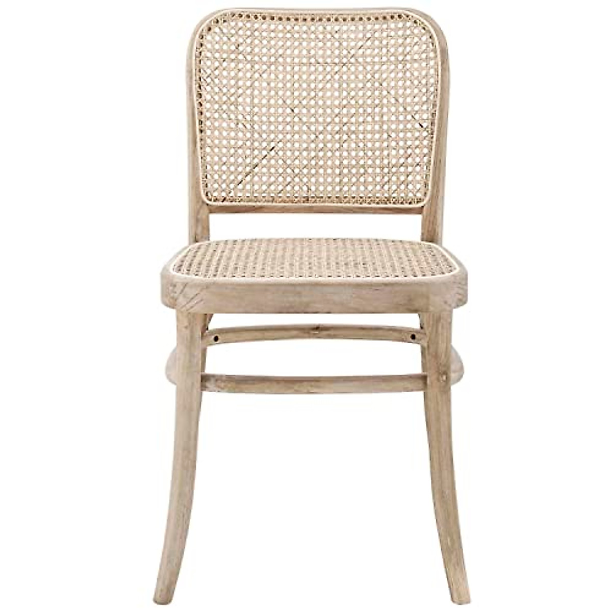 Modway Winona Elm Wood Dining Side Chair with Cane Rattan Seat in Gray