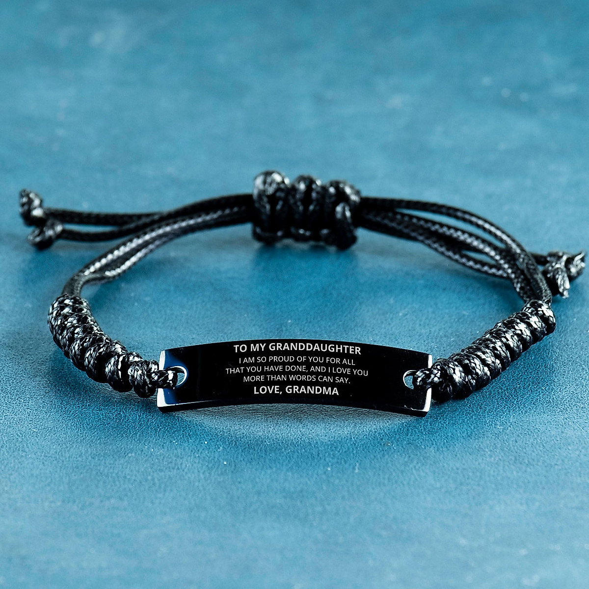 DARIN GIFT To My Granddaughter Black Rope Bracelet Gifts From Grandma - I Am So Proud Of You For All That You Have Done - Inspirational Graduation Christmas Birthday Gifts For Women Her