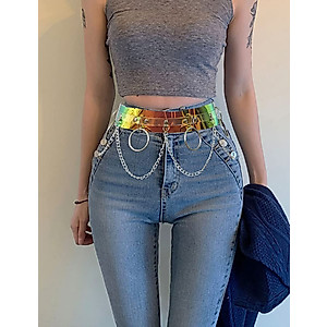 TOPACC Rave Chain Belt Cosplay Holographic Halloween Accessories Iridescent Heart Choker Girls Festival Outfits for Women