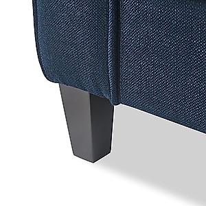 Serta Harmon Reversible Sectional Sofa, Modern L-Shaped Couch for Small Spaces, Soft Fabric Upholstery, Rolled Arm, Blue