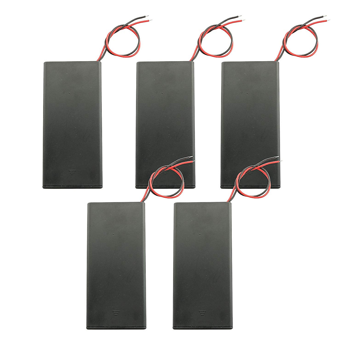 RuiLing 5-Pack 18650 Battery Holder 2 Slots x 3.7V Battery Storage Case DIY Batteries Clip Box with Cover