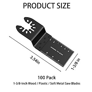 TrivdPro 100Pcs Oscillating Tool Blades Professional Universal Oscillating Saw Blades Wood Multitool Blades Compatible with Dewalt, Milwaukee, Makita, Ryobi, Rockwell, Bosch