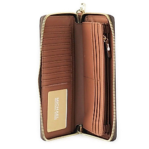 Michael Kors Women Jet Set Large Travel Continental Wristlet Wallet Brown