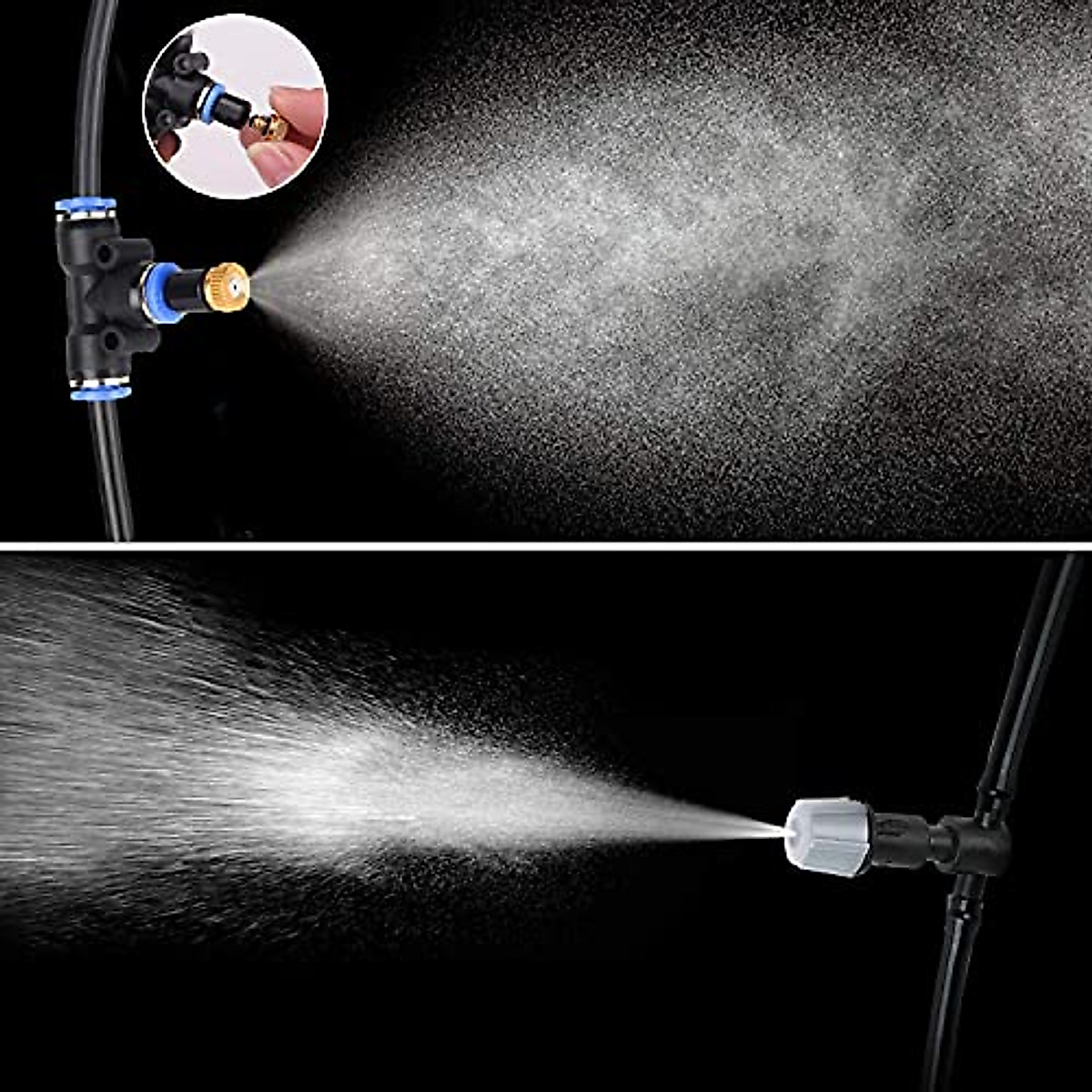 Misters for Outside Patio,Outdoor Water Misting Cooling System,50FT|15M.Backyard Mist Hose Kit for Garden,Greenhouse,Fan,Deck,Umbrella,Canopy,Pool,Porch.Trampoline Sprinkler Park,BBQ Party Accessories