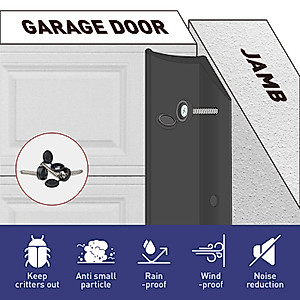 FOSLUOC Garage Door Seal Top and Sides Seal Strip Black 34 FT Adhesive Backed Rubber Weather Stripping Replacement Weatherproofing Universal Sealing