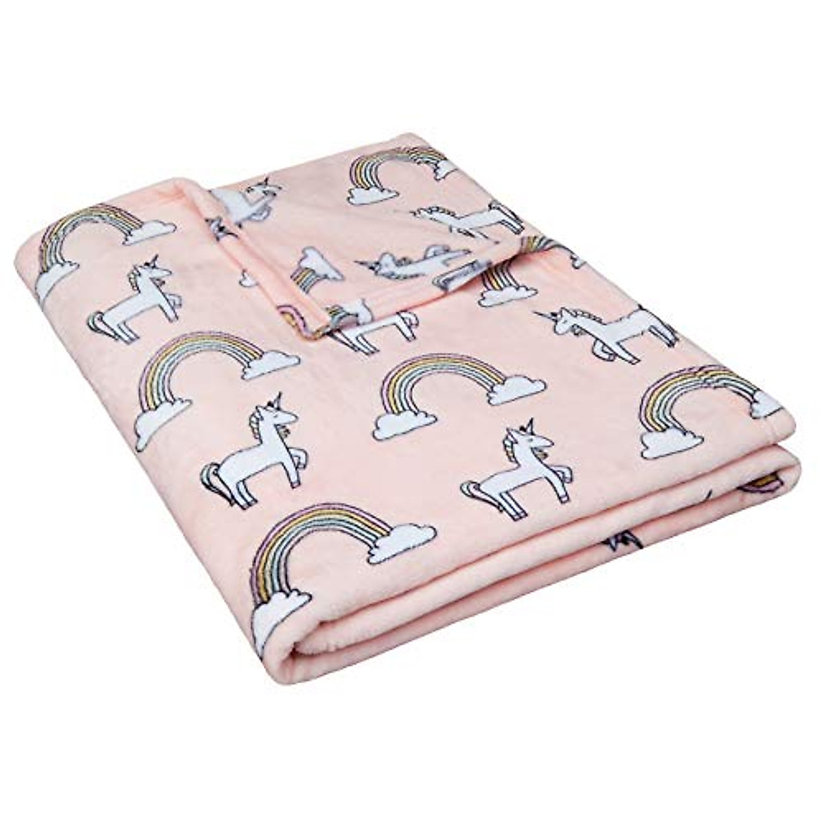 Amazon Basics Kids Bedding Nap Set with Unicorn Pillow and Fleece Throw Blanket