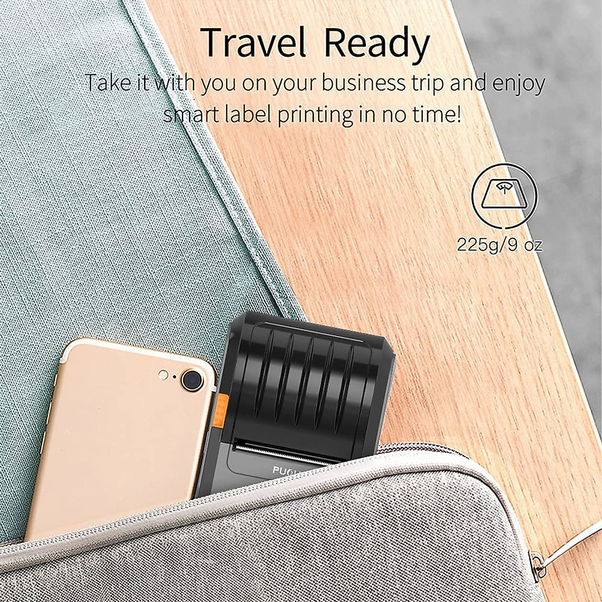 PUQU AQ20 Label Maker - Portable Label Maker Bluetooth Wireless Thermal Label Printer for Clothing, Jewelry, Retail, Cable, Mailing, Barcode and More, Compatible with Android & iOS System, Black