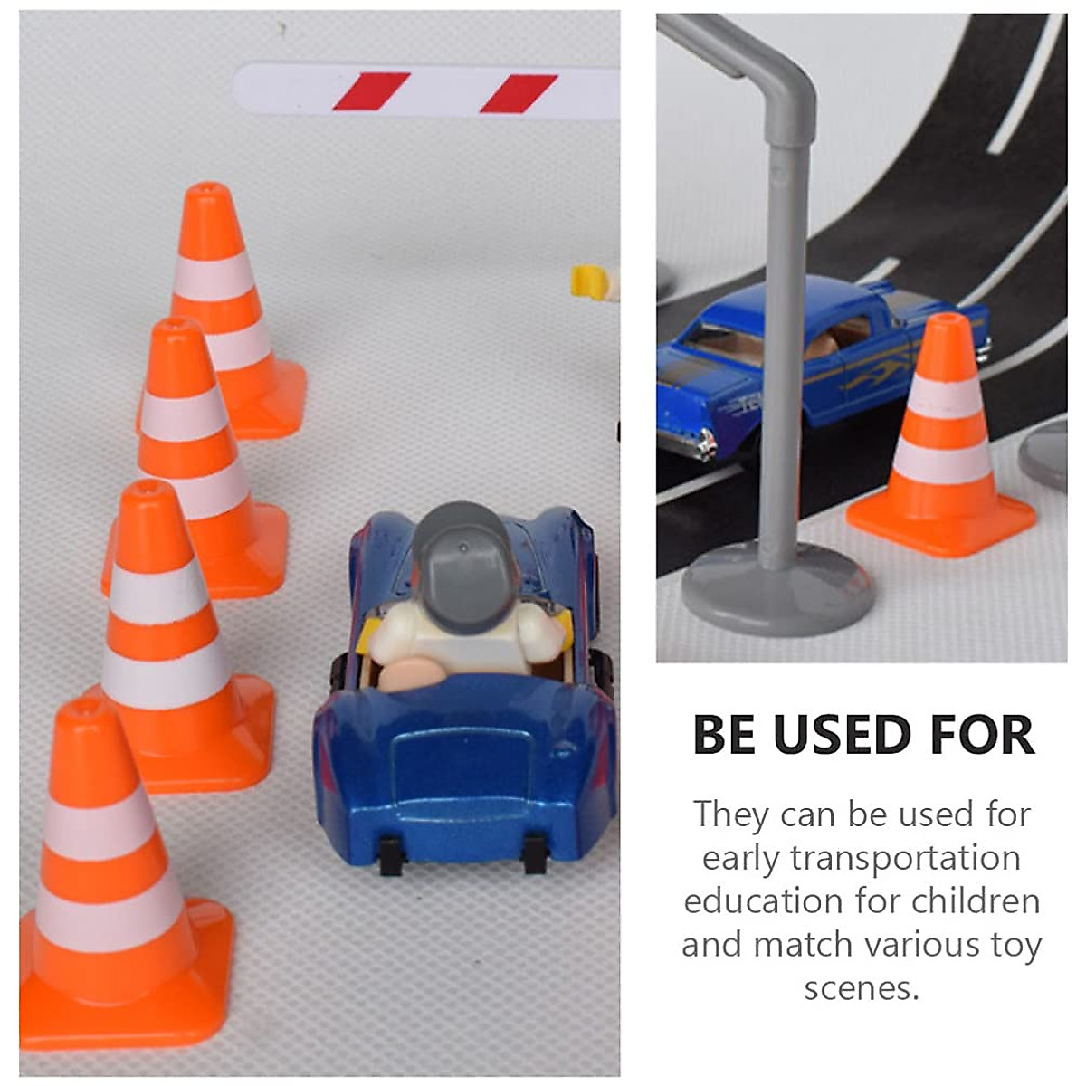 NUOBESTY Traffic Signs for Kids 7Pcs Mini Plastic Traffic Cones Training Roadblock Cones Mini Orange Cones for Multipurpose Construction Theme Party Sports Activity Cones- Orange Small Cones