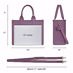 NPBAG The Tote Bag for Women, PU Leather Handbag with Zipper, Crossbody Shoulder Bag for Travel, Work, Top-Handle Trendy Purse (M Purple)