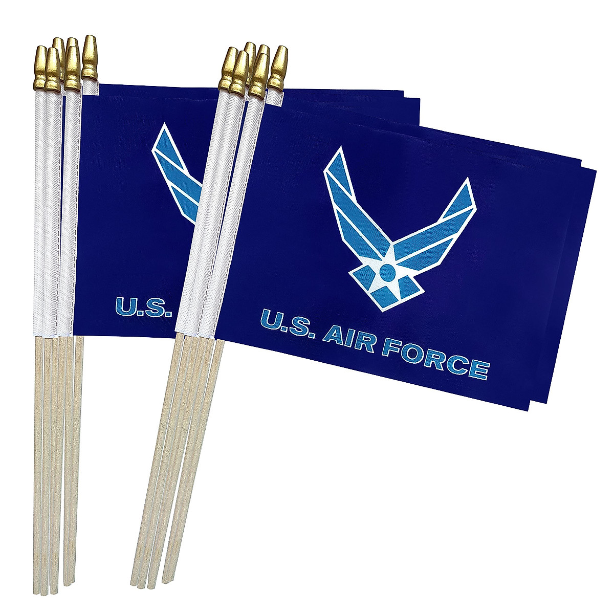 TSMD US Air Force Wings Stick Flags Small Mini Hand Held Military Flags Decorations,5x8 Inch,12 Pack