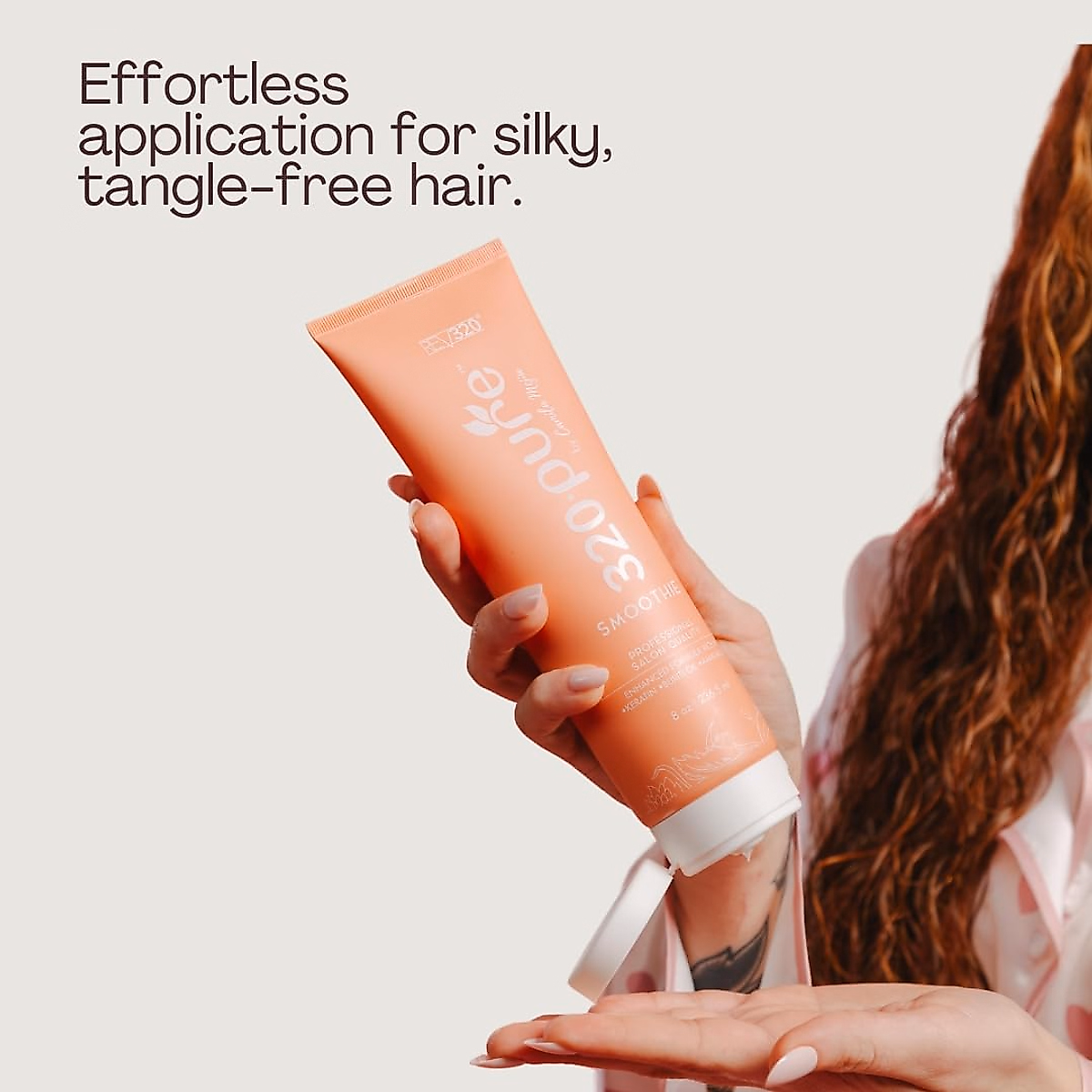 320Pure Smoothie Leave In Conditioner 8oz, Sulfate Free, Color Safe & Lightweight Formula, Deep Repair Moisturizing Detangler for Frizzy, Curly, Thick, Wavy, Dry & Damaged Hair